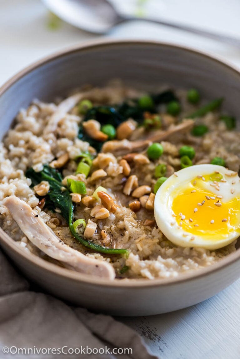 Savory Oatmeal with Chicken and Spinach - Omnivore's Cookbook