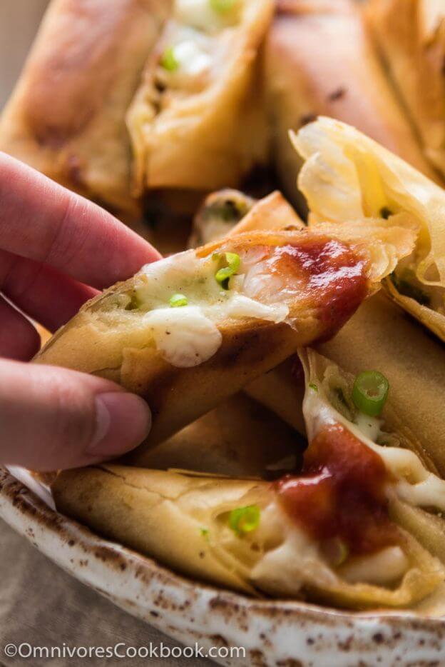 Cheesy Shrimp Baked Spring Rolls - Omnivore's Cookbook