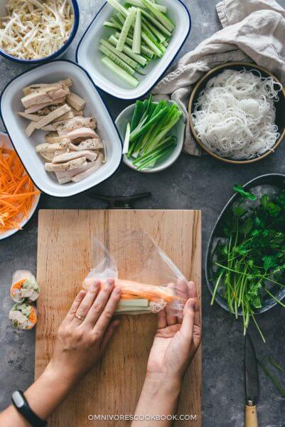 Chicken Spring Rolls with Peanut Sauce - Omnivore's Cookbook
