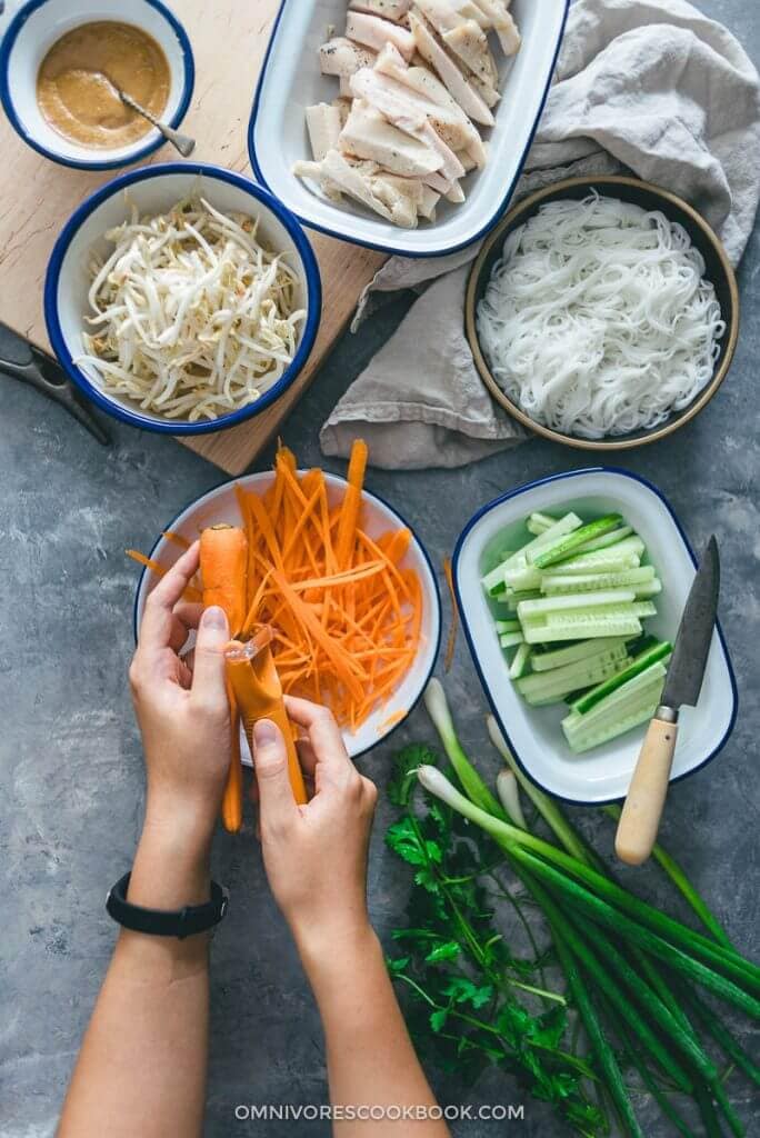 Chicken Spring Rolls with Peanut Sauce - Omnivore's Cookbook