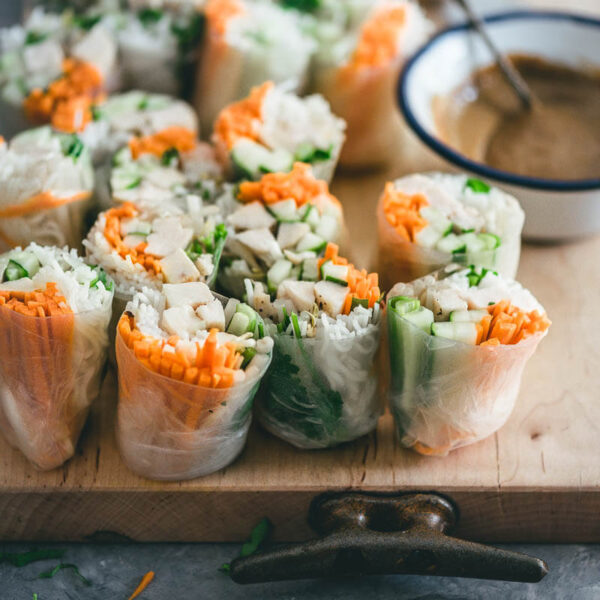 Chicken Spring Rolls with Peanut Sauce - Omnivore's Cookbook
