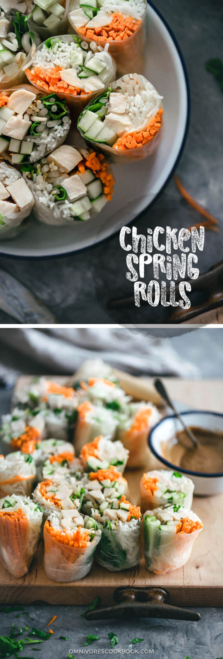Chicken Spring Rolls with Peanut Sauce - Omnivore's Cookbook