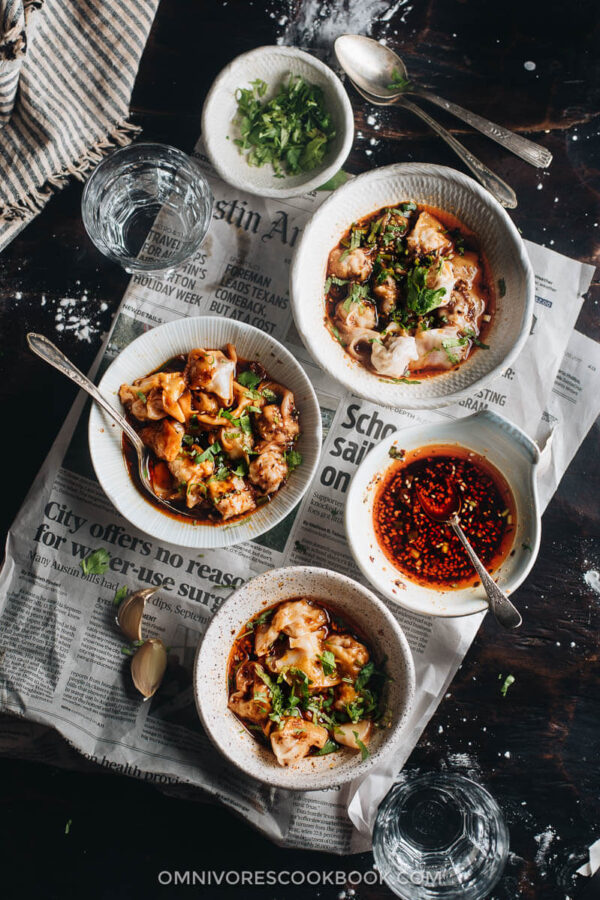Sichuan Spicy Wonton in Red Oil (红油抄手) - Omnivore's Cookbook