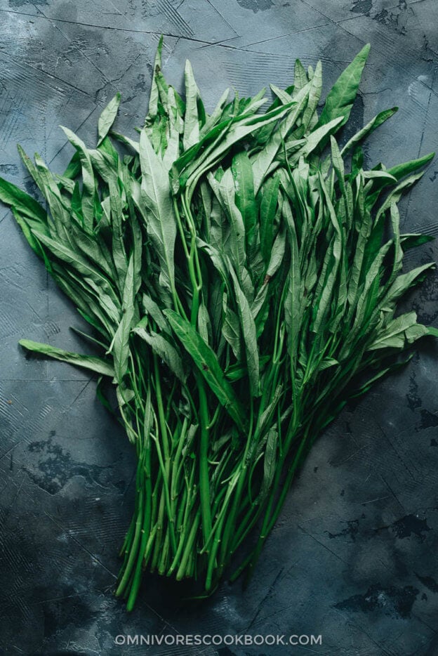Stir Fried Water Spinach - Two Ways - Omnivore's Cookbook