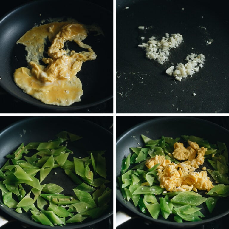 Celtuce Stir Fry with Eggs (莴笋炒鸡蛋) - Omnivore's Cookbook