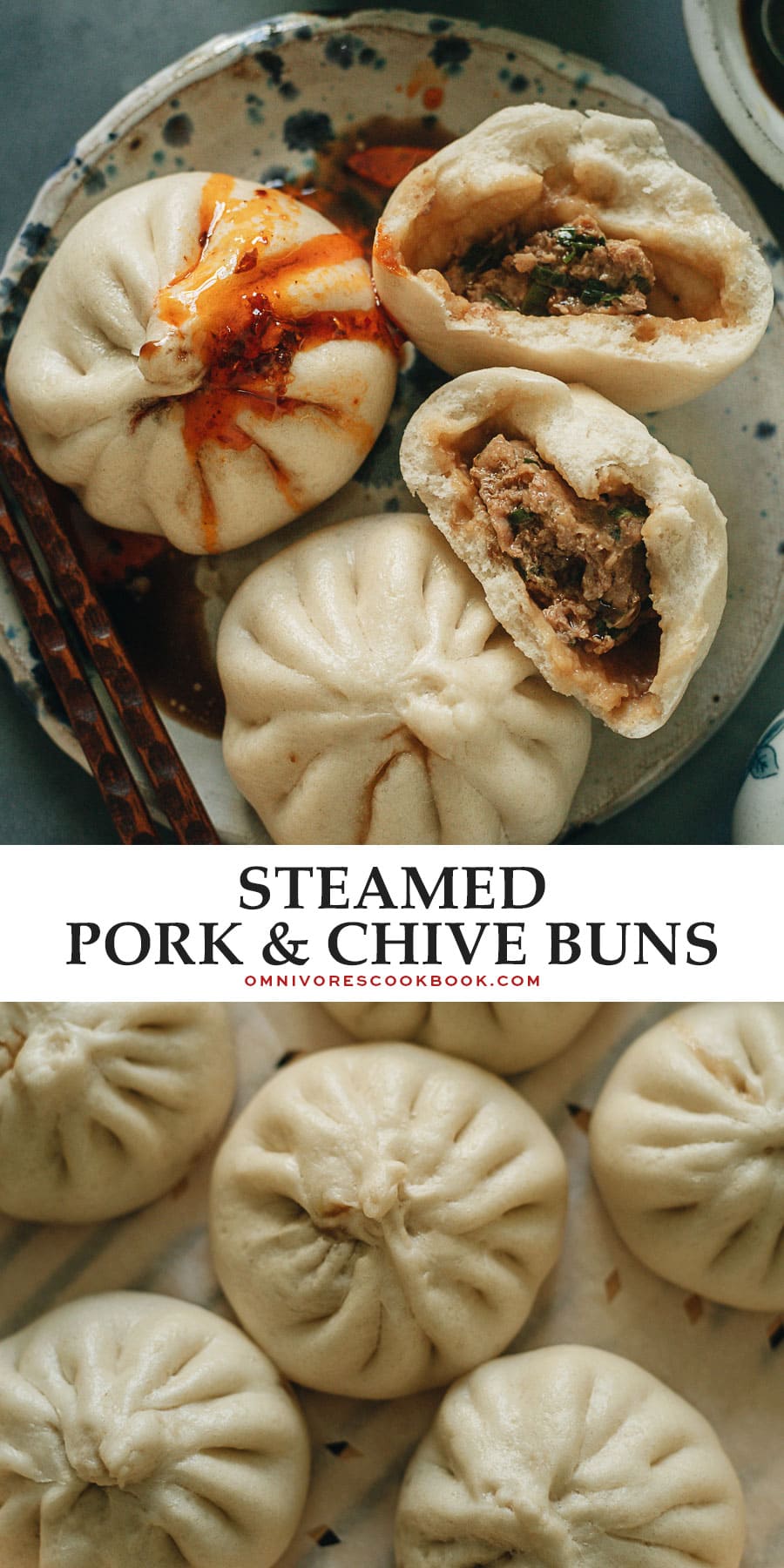 Steamed Pork Buns with Chive (猪肉韭菜包子) - Omnivore's Cookbook