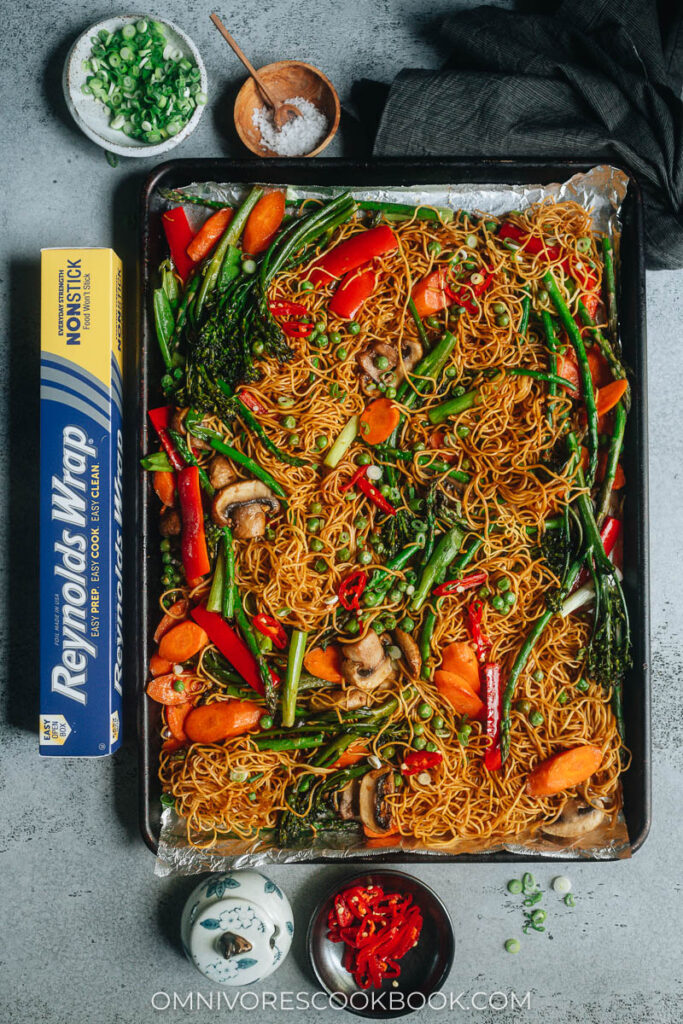 Sheet Pan Vegetable Chow Mein - Omnivore's Cookbook