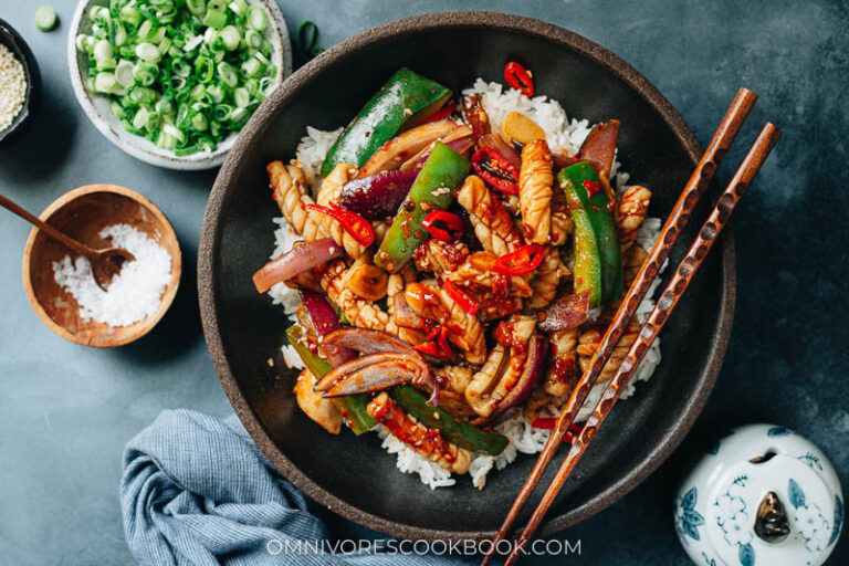 Spicy Squid Stir Fry (爆炒鱿鱼) - Omnivore's Cookbook