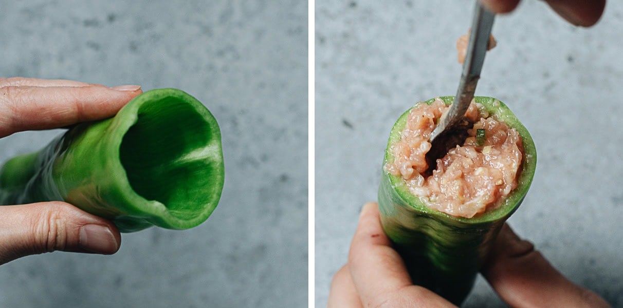 Chinese Stuffed Peppers (青椒酿肉) - Omnivore's Cookbook