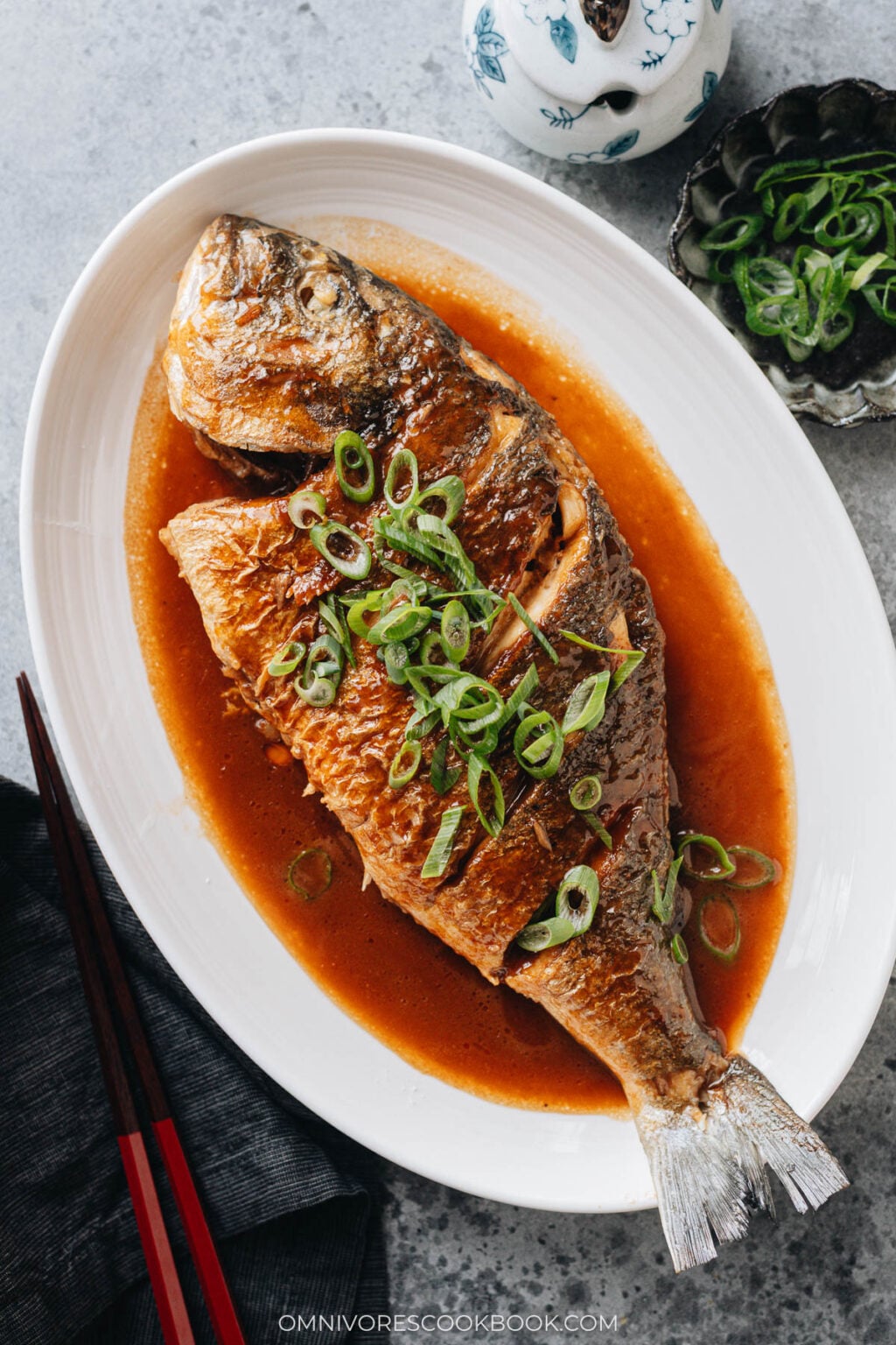 Chinese Braised Whole Fish (红烧鱼) - Omnivore's Cookbook